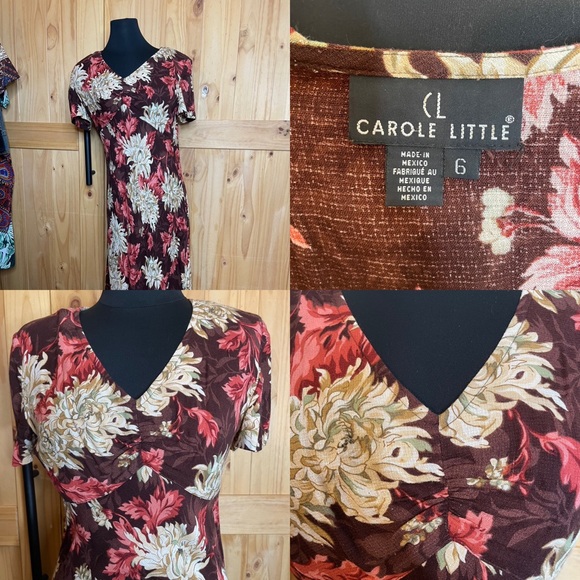Carole Little | Dresses | Vintage 9s Carole Little Floral Maxi Dress ...